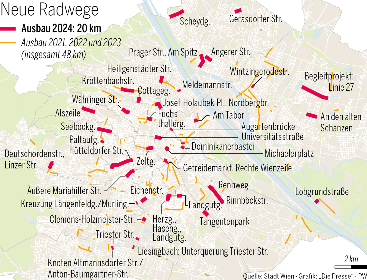 Penzing, Währing, Simmering: Wiener Radwege wachsen um 20 Kilometer ...