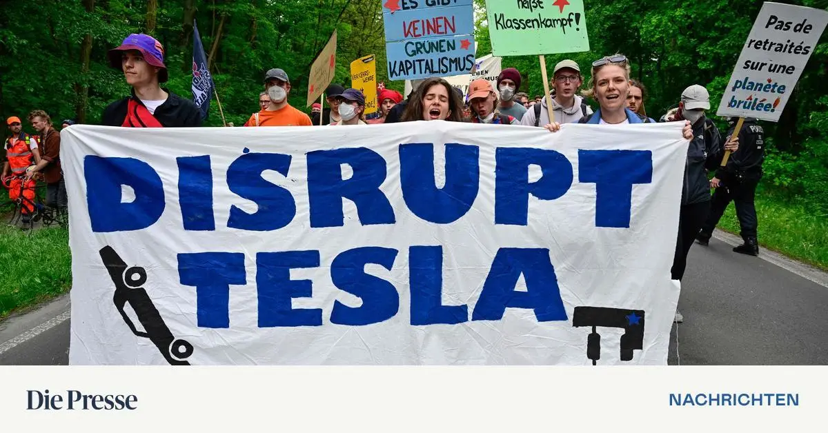 Protestzug: Hunderte marschieren zum Tesla-Werk nahe Berlin – DiePresse.com