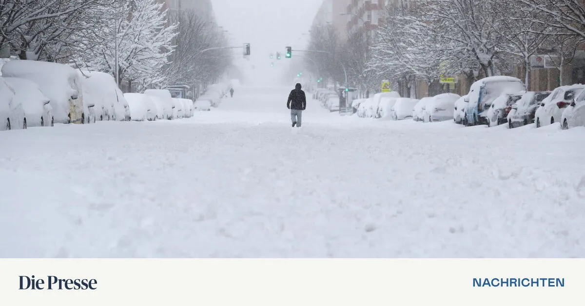 Madrid ganz in Weiß: Sturmtief sorgt für historischen Schneefall und ...
